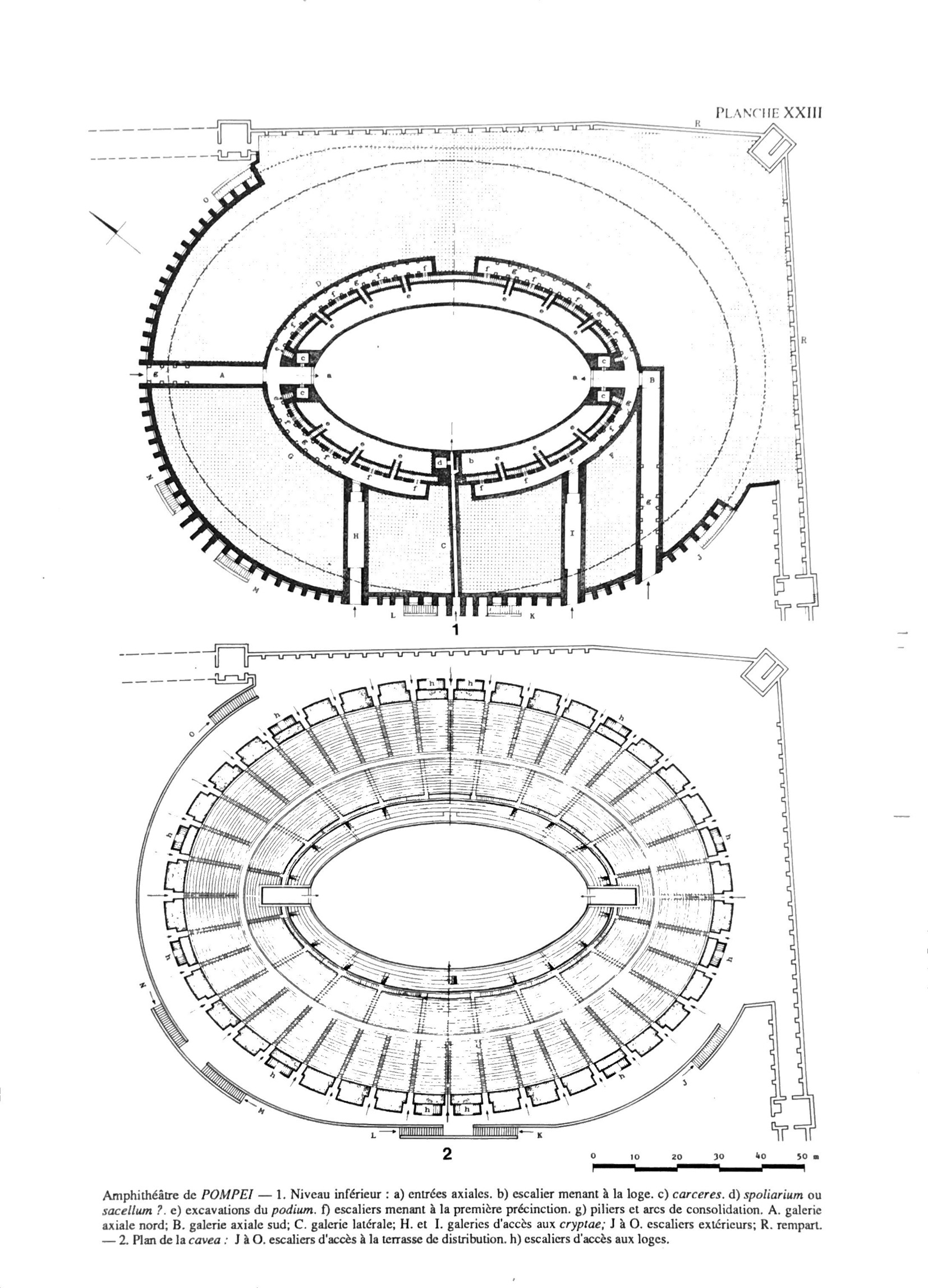 Pompeii, floor plan of the amphitheatre - Jean-Claude Golvin